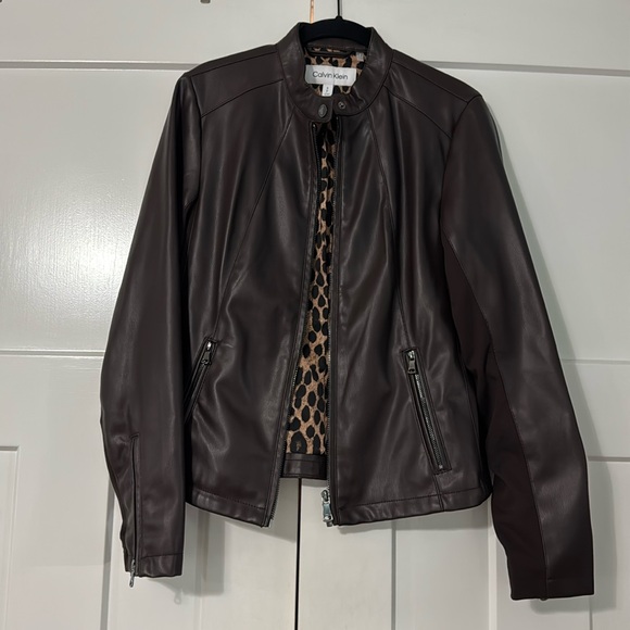 Calvin Klein | Jackets & Coats | Calvin Klein Brown Leather Jacket ...